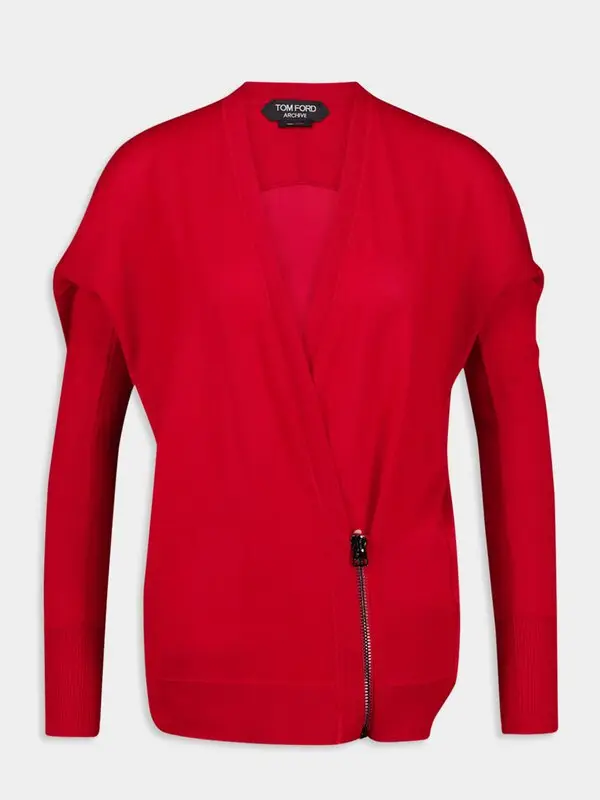 TOM FORD Cashmere Wrap Cardigan - Red
