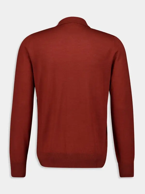 PIACENZA CASHMERE 1733 Merino Wool Silk Button-up Shirt - Red