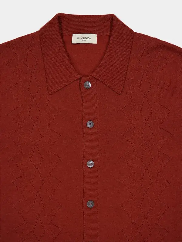 PIACENZA CASHMERE 1733 Merino Wool Silk Button-up Shirt - Red