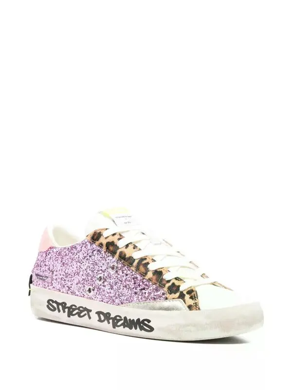 CRIME LONDON Distressed Glitter Leopard Sneakers