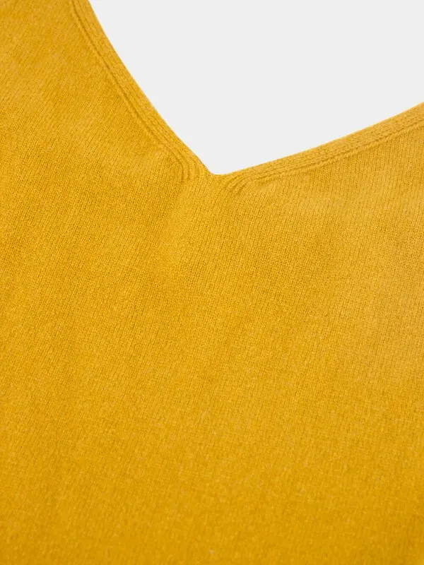 PAULA Kali Spaghetti Strap Cashmere Top - Yellow