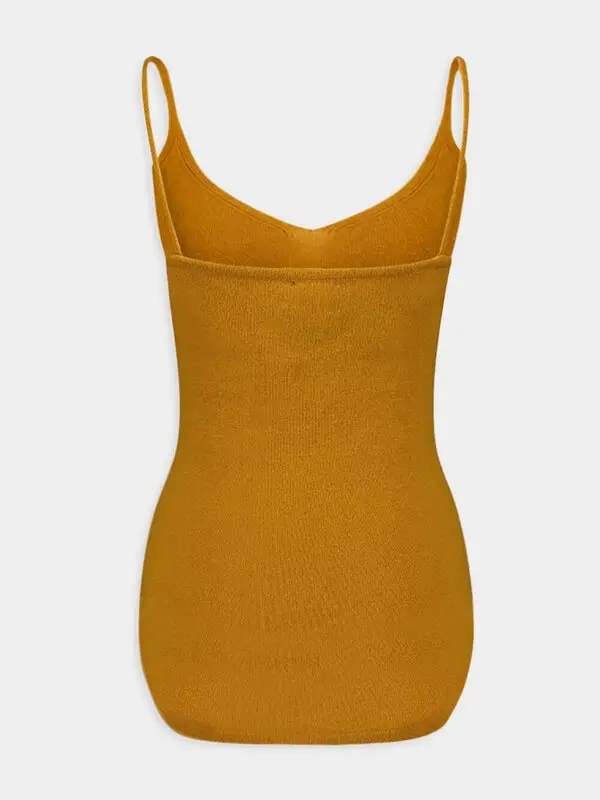 PAULA Kali Spaghetti Strap Cashmere Top - Yellow