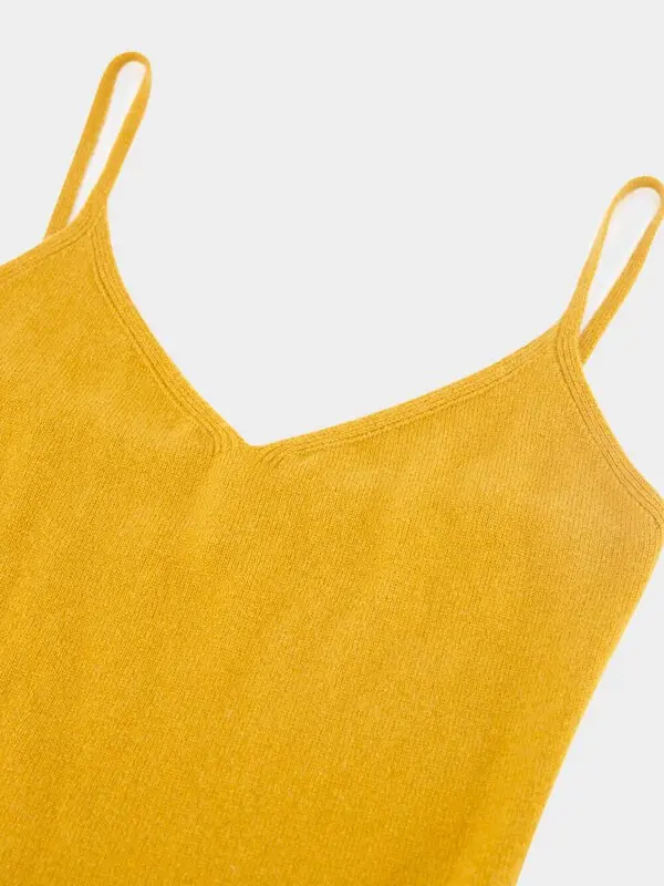 PAULA Kali Spaghetti Strap Cashmere Top - Yellow