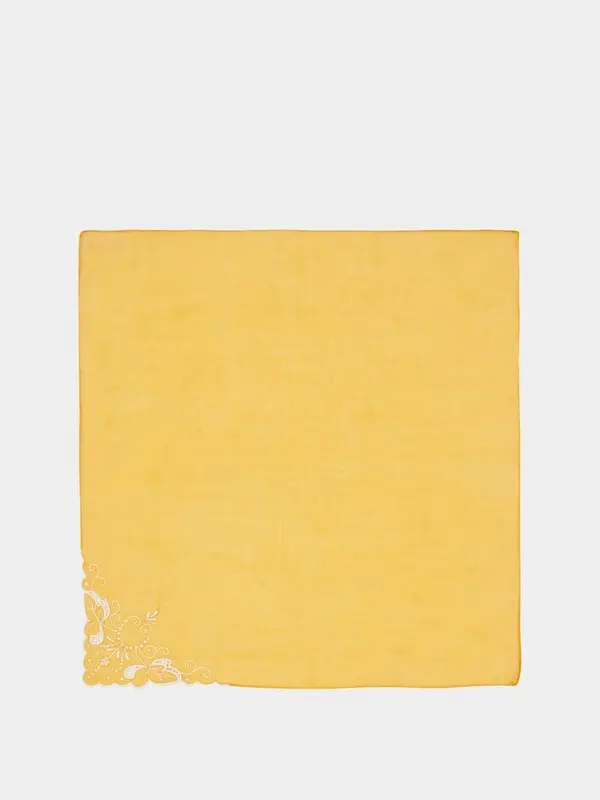 HOUSE OF CAPRICORN Hand-embroidered Santana Cotton Napkin - Yellow