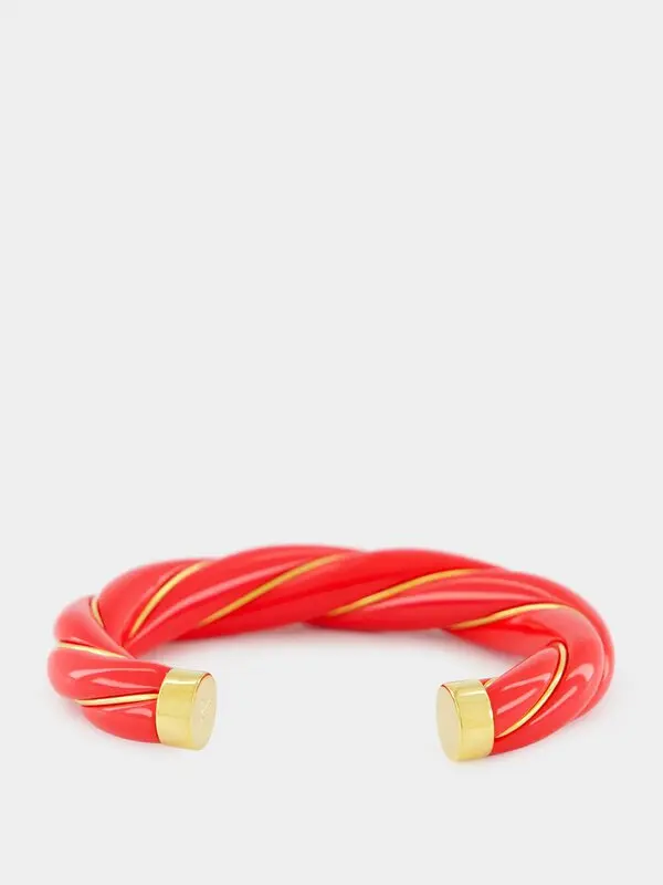 AURÉLIE BIDERMANN Diana Vermillion Rush Twisted Bangle - Red