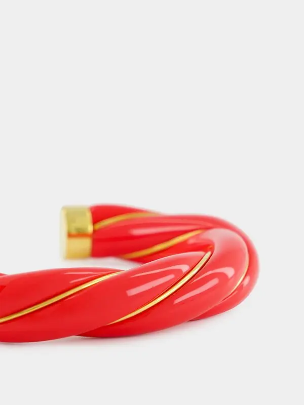 AURÉLIE BIDERMANN Diana Vermillion Rush Twisted Bangle - Red