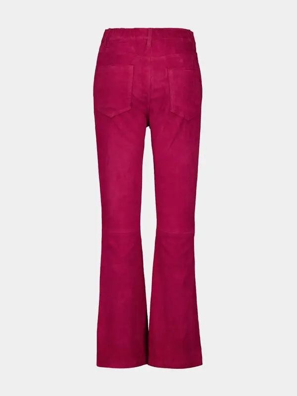 PAULA Flared Suede Pants - Red
