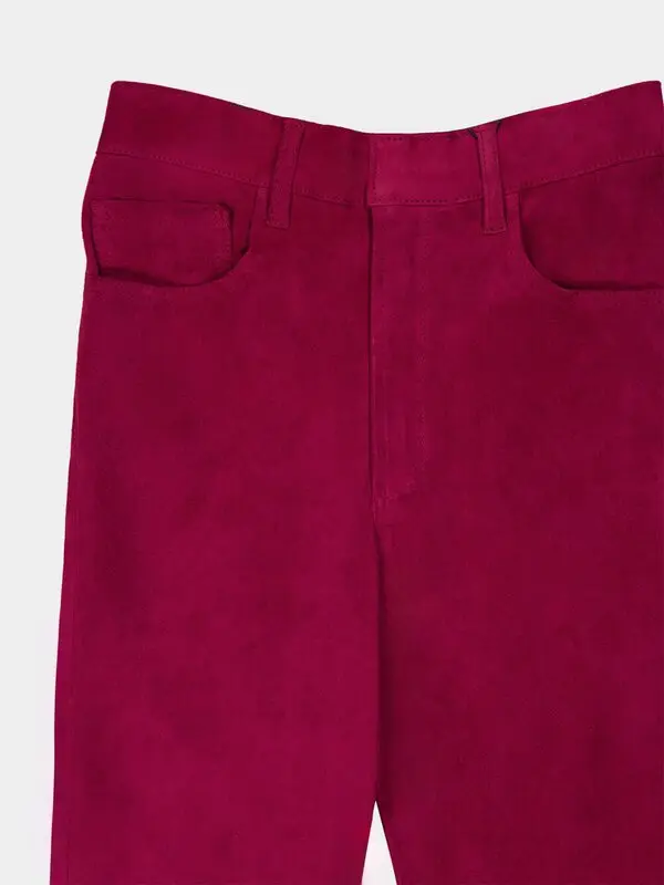PAULA Flared Suede Pants - Red
