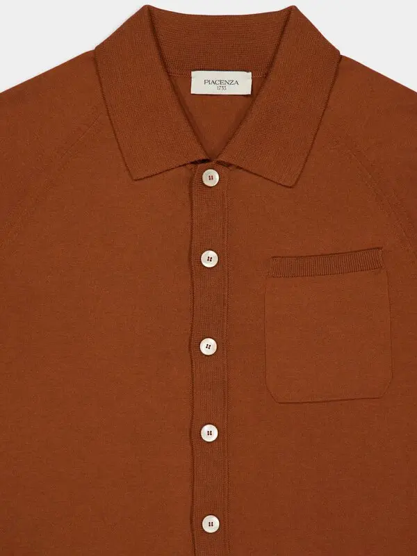 PIACENZA CASHMERE 1733 Brick Short-sleeve Button-up Shirt - Red