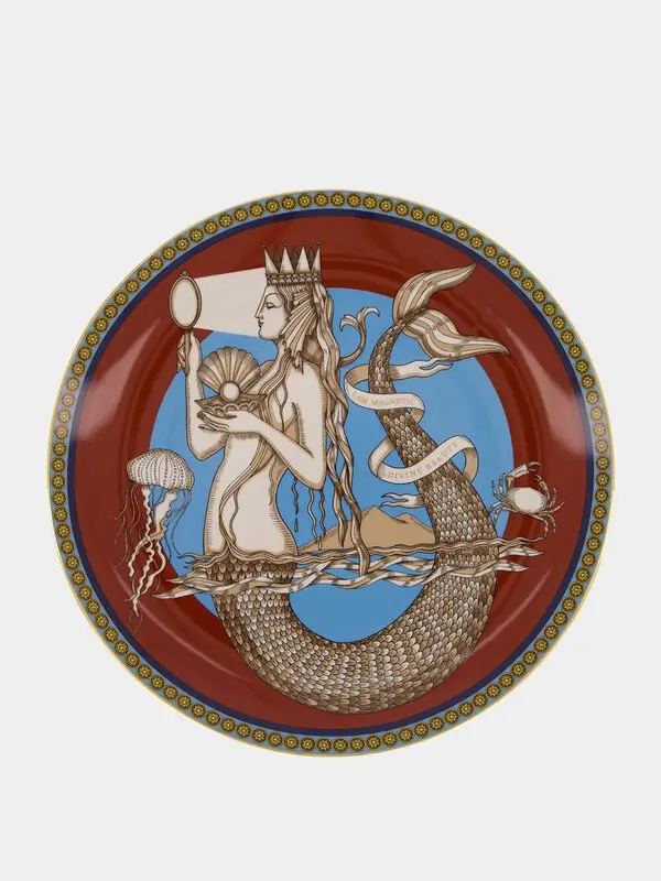La DoubleJ The Mermaid Bordeaux Decorative Plate - Red