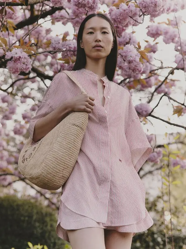 Stella McCartney Striped Organic Silk Elasticated Shorts - Red