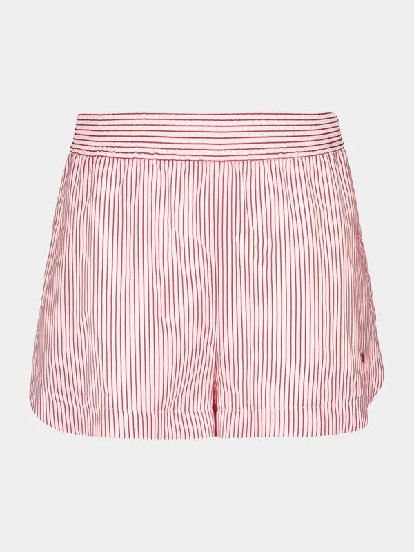 Stella McCartney Striped Organic Silk Elasticated Shorts - Red