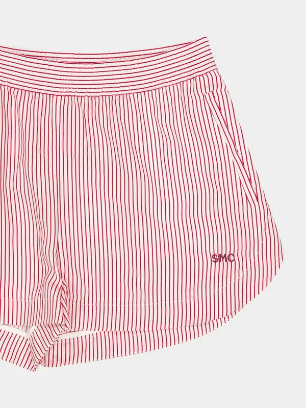 Stella McCartney Striped Organic Silk Elasticated Shorts - Red