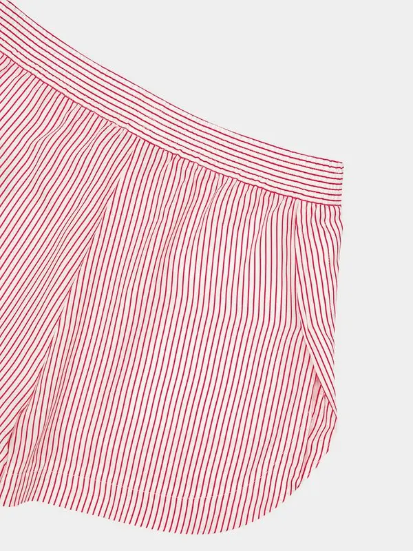 Stella McCartney Striped Organic Silk Elasticated Shorts - Red
