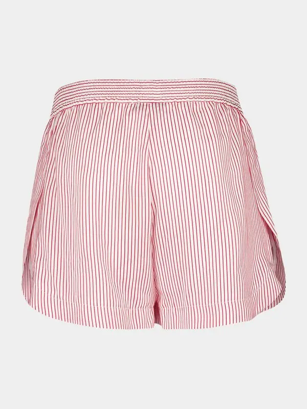 Stella McCartney Striped Organic Silk Elasticated Shorts - Red