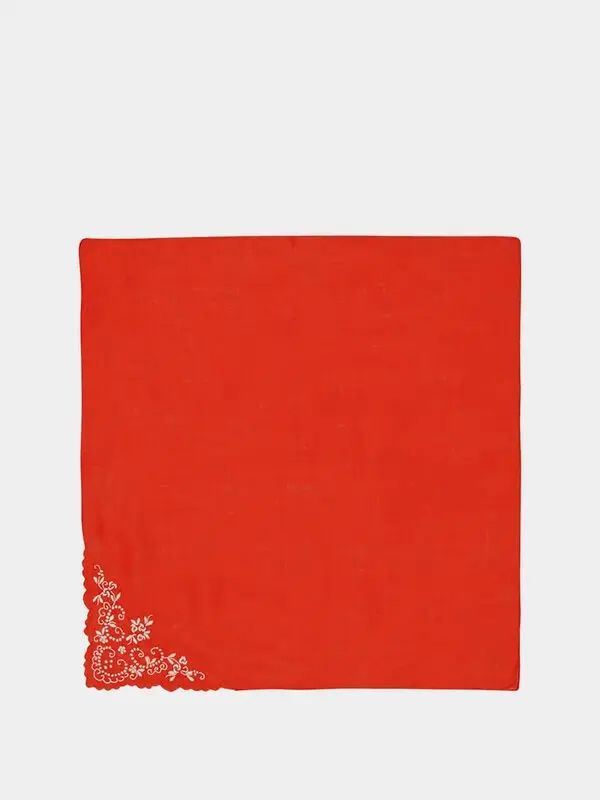 HOUSE OF CAPRICORN Santana Hand-embroidered Cotton Napkin - Red