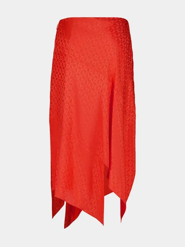 Fendi Silk Ff Jacquard Midi Skirt - Red