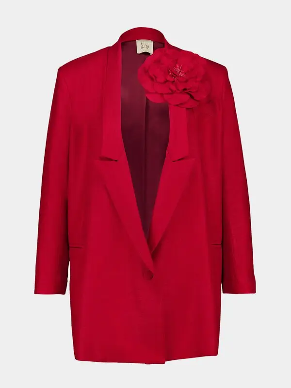 PAULA Frida Dahlia Deconstructed Twill Blazer - Red