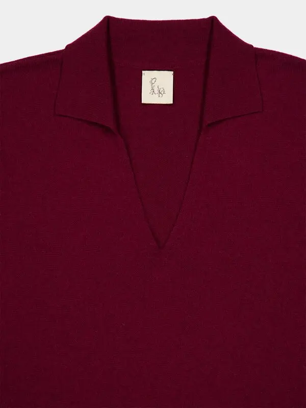 PAULA Jane Cabernet Knitted V-neck Top