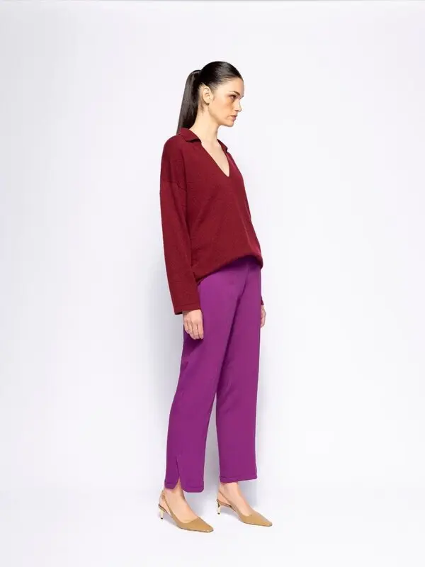 PAULA Jane Cabernet Knitted V-neck Top