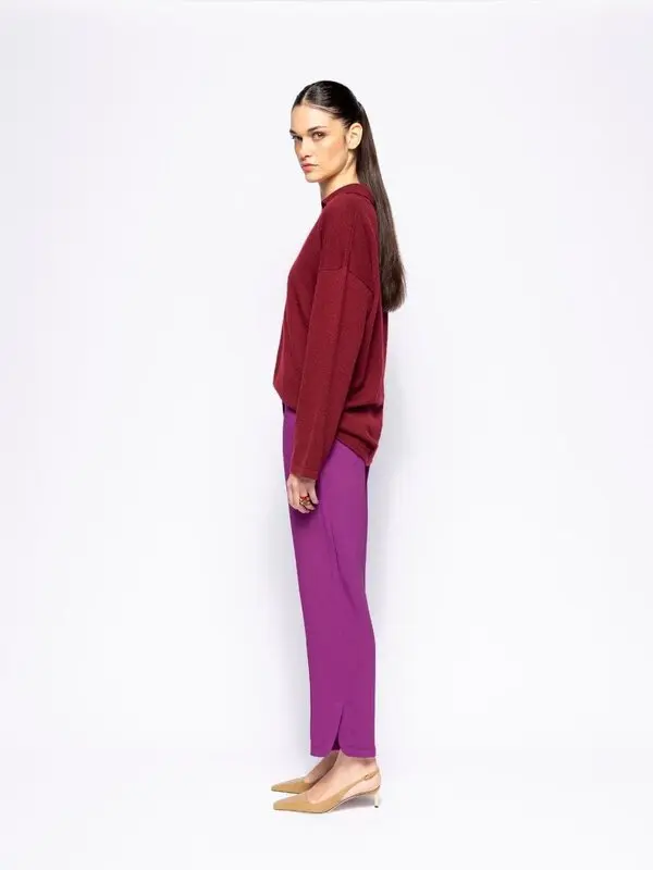 PAULA Jane Cabernet Knitted V-neck Top