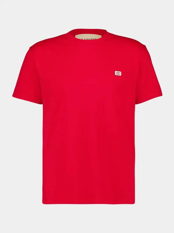 Valentino Garavani Cotton Jersey T-shirt With Vlogo Patch - Red
