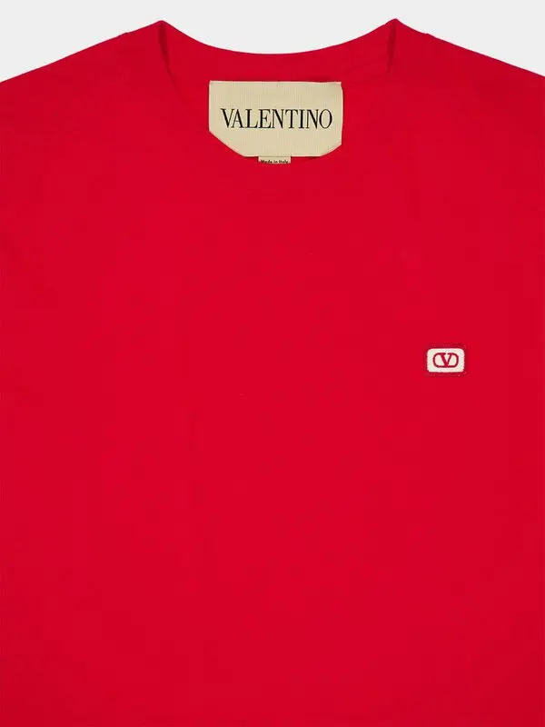 Valentino Garavani Cotton Jersey T-shirt With Vlogo Patch - Red