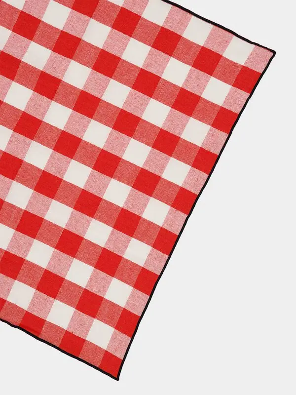Maison De Vacances Vichy Capucine Napkin With Black Bourdon Edge - Red