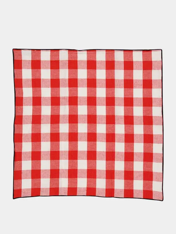 Maison De Vacances Vichy Capucine Napkin With Black Bourdon Edge - Red