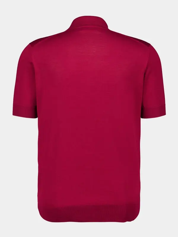 Brunello Cucinelli Cherry Knitted Polo With Buttoned Neck - Red