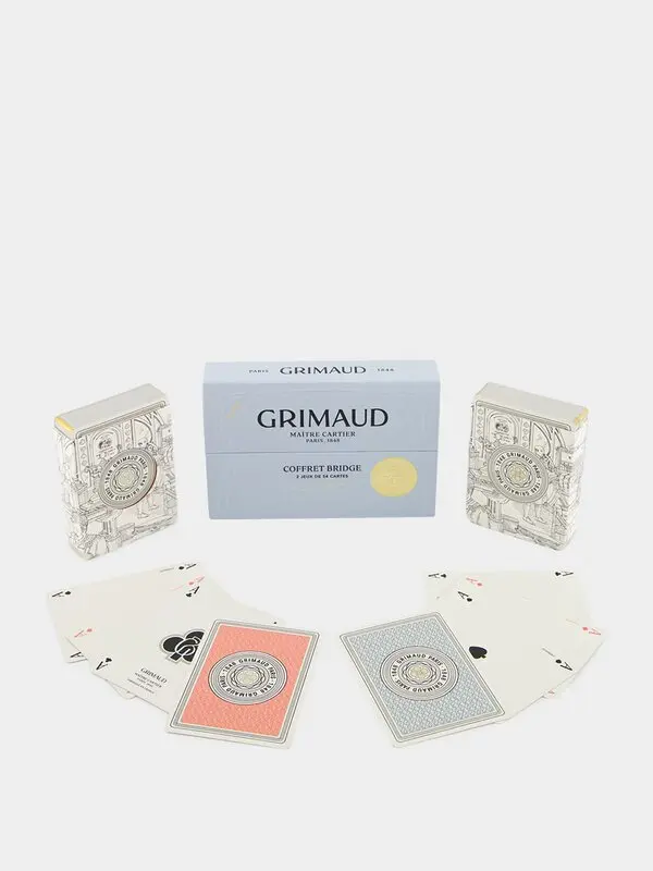 GRIMAUD N°300 Bridge Card Set In Dolphin Blue And Coral - Red