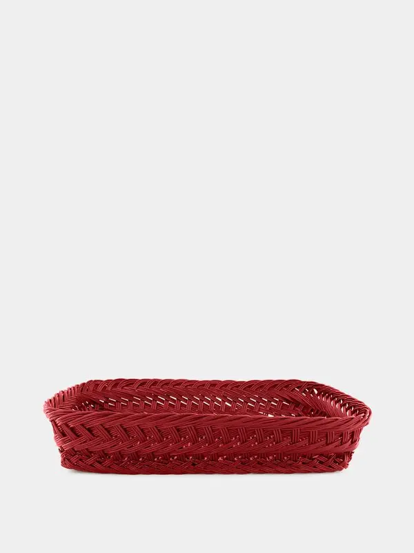 HOUSE OF CAPRICORN Handmade Vitória Wicker Medium Tray - Red