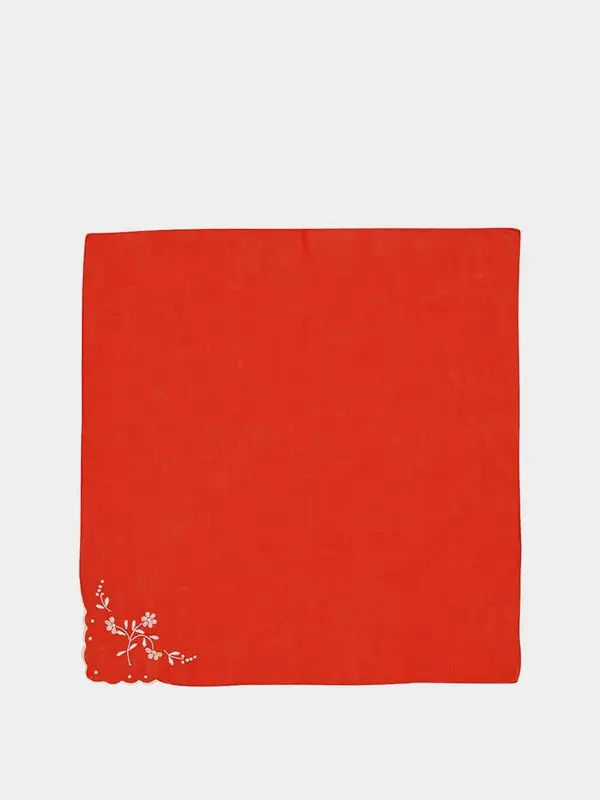 HOUSE OF CAPRICORN Hand-embroidered Santana Cotton Napkin - Red