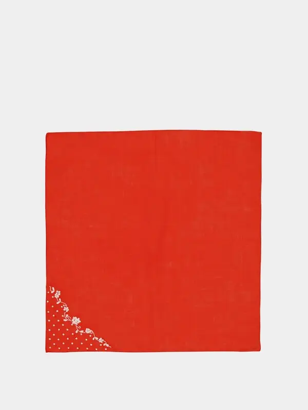 HOUSE OF CAPRICORN Hand-embroidered Santana Cotton Napkin - Red