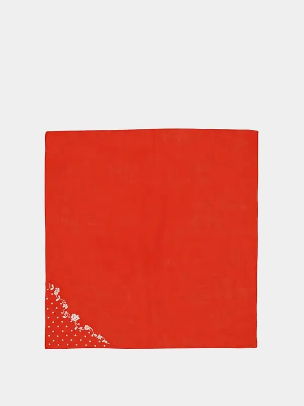 HOUSE OF CAPRICORN Hand-embroidered Santana Cotton Napkin - Red