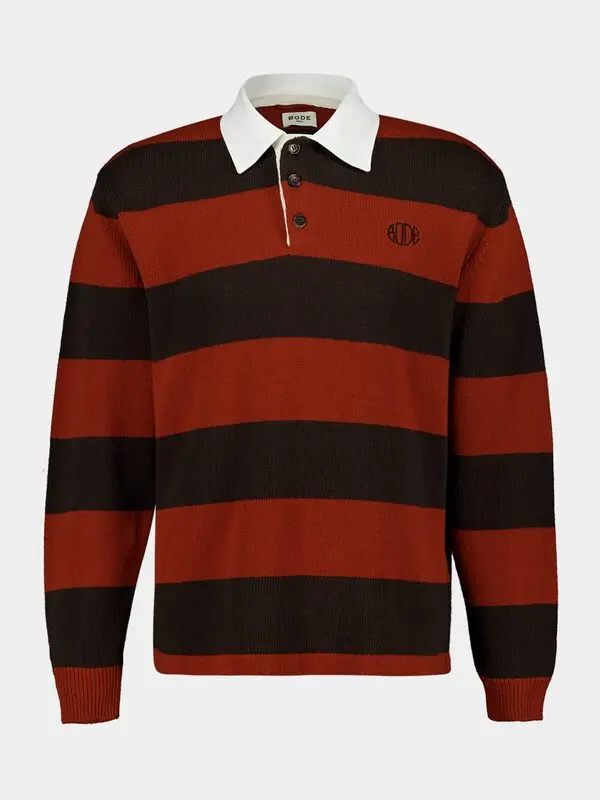 BODE Brown And Pine Stripe Polo - Red