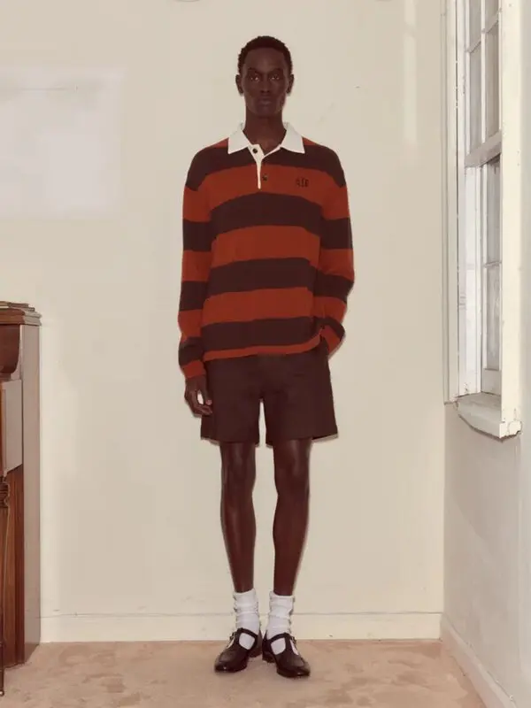 BODE Brown And Pine Stripe Polo - Red
