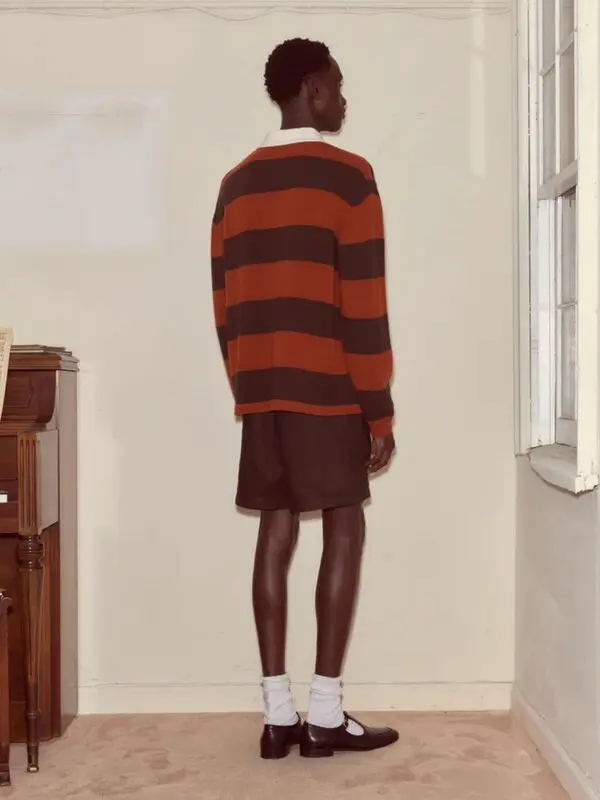 BODE Brown And Pine Stripe Polo - Red