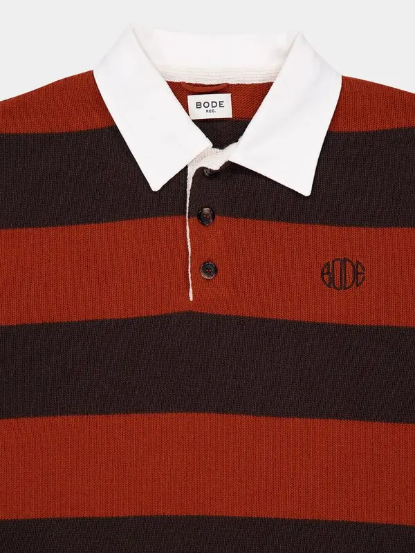 BODE Brown And Pine Stripe Polo - Red