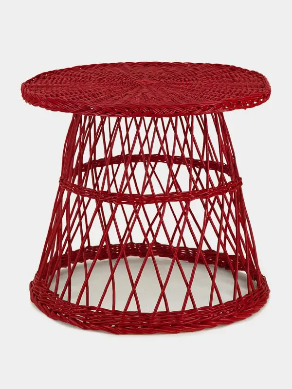 HOUSE OF CAPRICORN Handmade Furnas Wicker Side Table - Red
