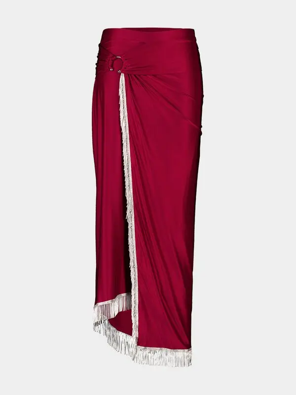 Rabanne Draped Jersey Midi Skirt - Red