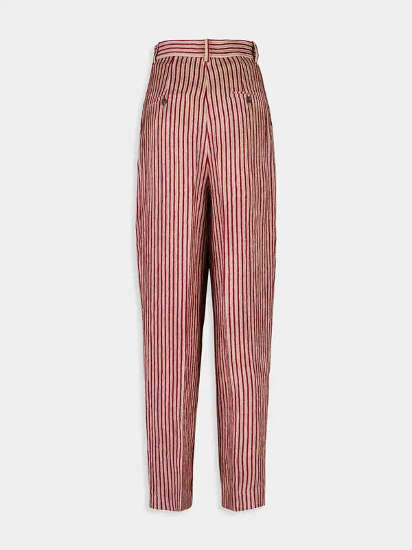 La DoubleJ Brooklyn Color Block Linen Corduroy Trousers - Red
