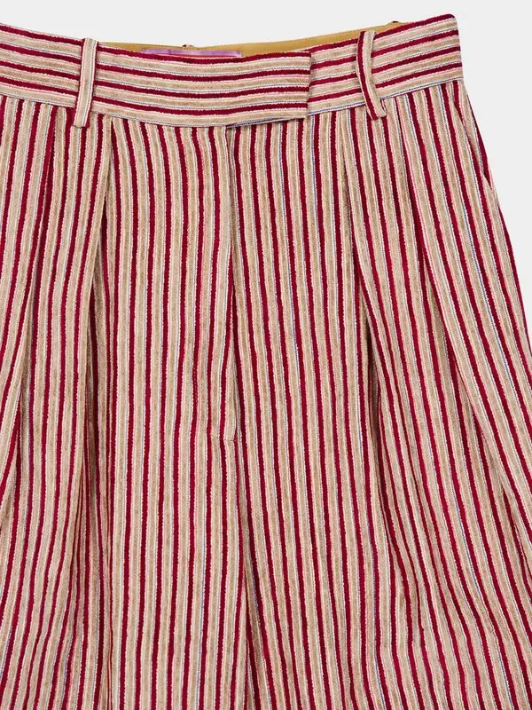 La DoubleJ Brooklyn Color Block Linen Corduroy Trousers - Red