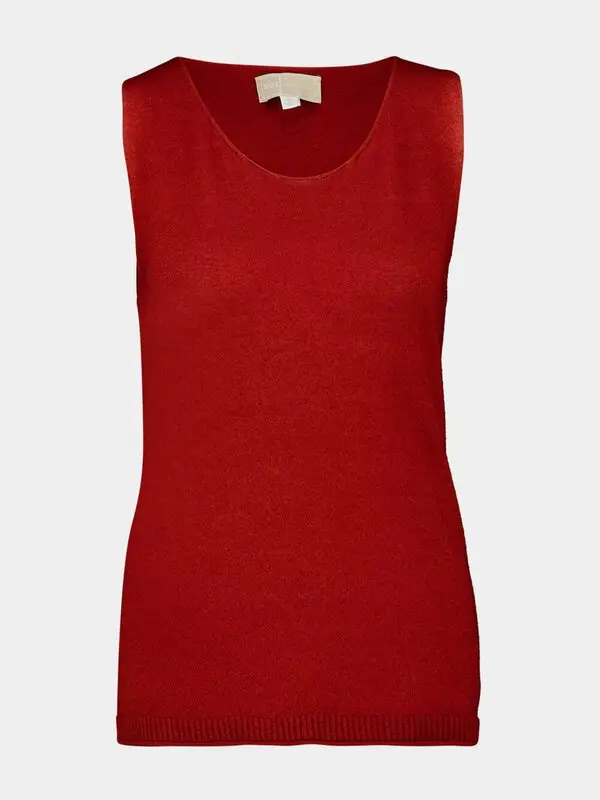 120% Lino Sleeveless Wool Top - Red