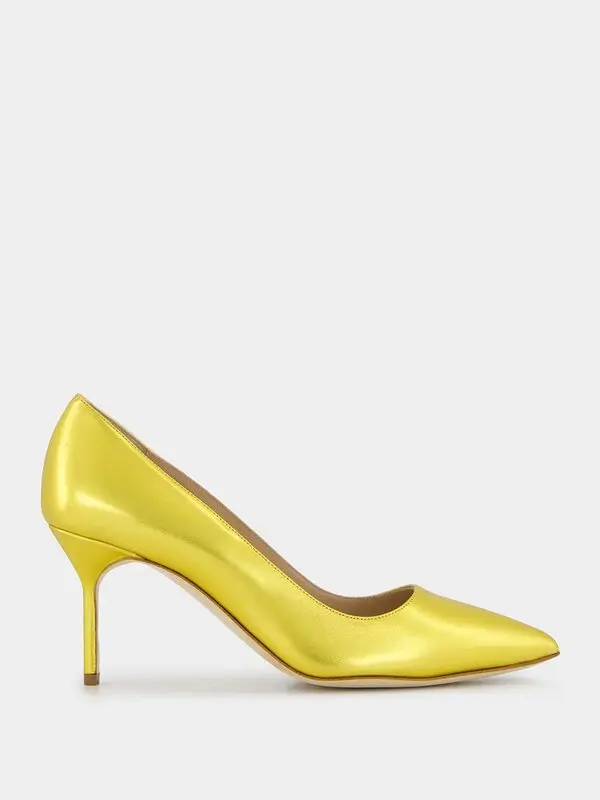 Manolo Blahnik Tora 70mm Leather Pumps - Yellow