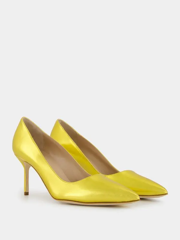 Manolo Blahnik Tora 70mm Leather Pumps - Yellow