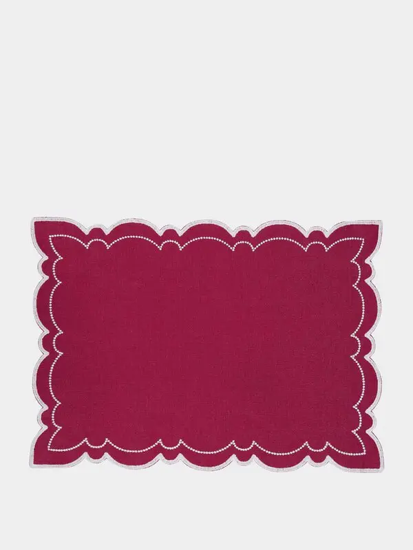 Borgo Delle Tovaglie Letizia Antistain Linen Placemat In My Heart And Ivory - Red