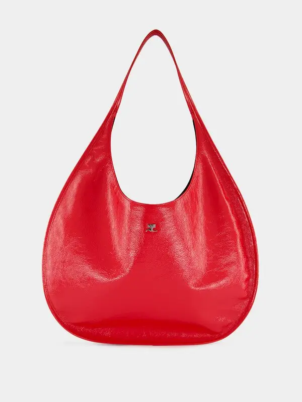 COURREGES Naplack Leather Holy Shoulder Bag - Red