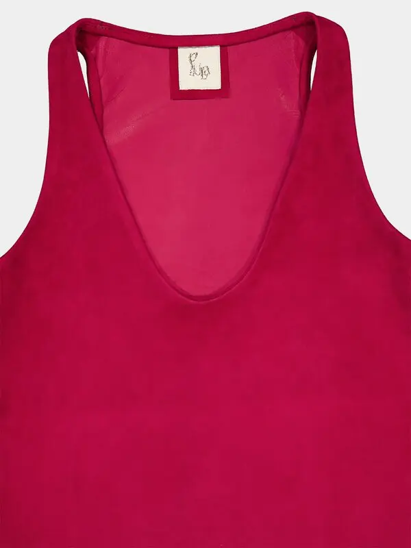 PAULA Serena Dahlia Scoop-neck Leather Tank Top - Red