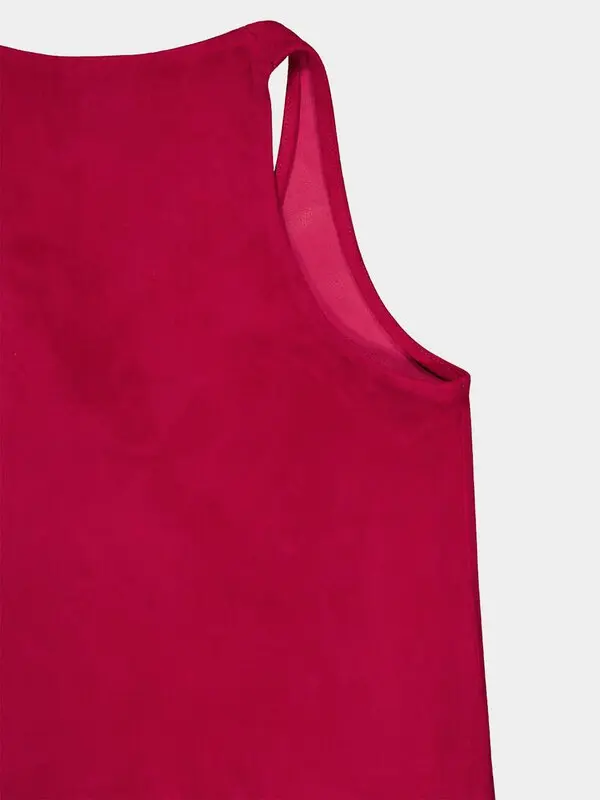 PAULA Serena Dahlia Scoop-neck Leather Tank Top - Red